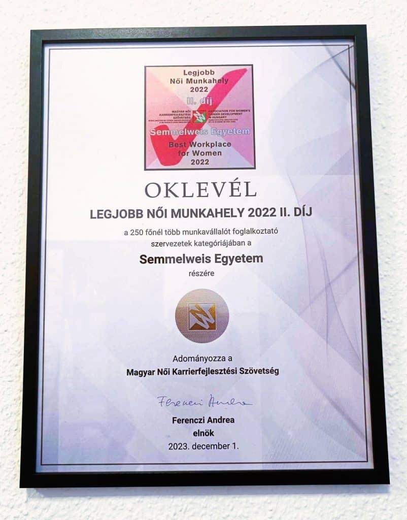 Ismét az ország egyik legjobb női munkahelye a Semmelweis Egyetem – Családbarát Egyetem Program