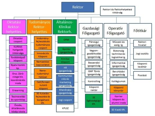 Organogram az egyes egységek helyéről az egyetem irányítási ...