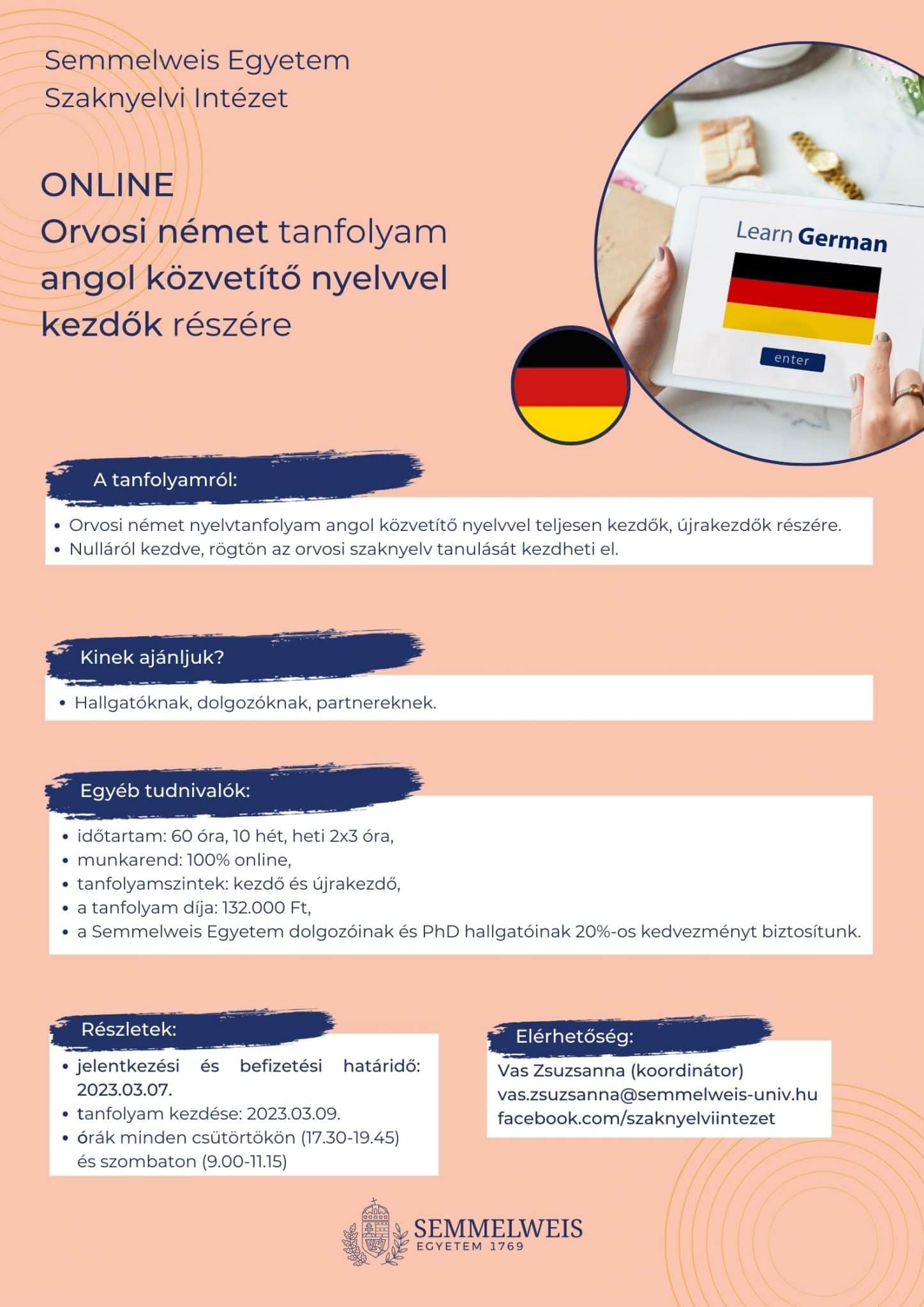 ONLINE Orvosi német tanfolyam angol közvetítő nyelvvel – Szaknyelvi Intézet